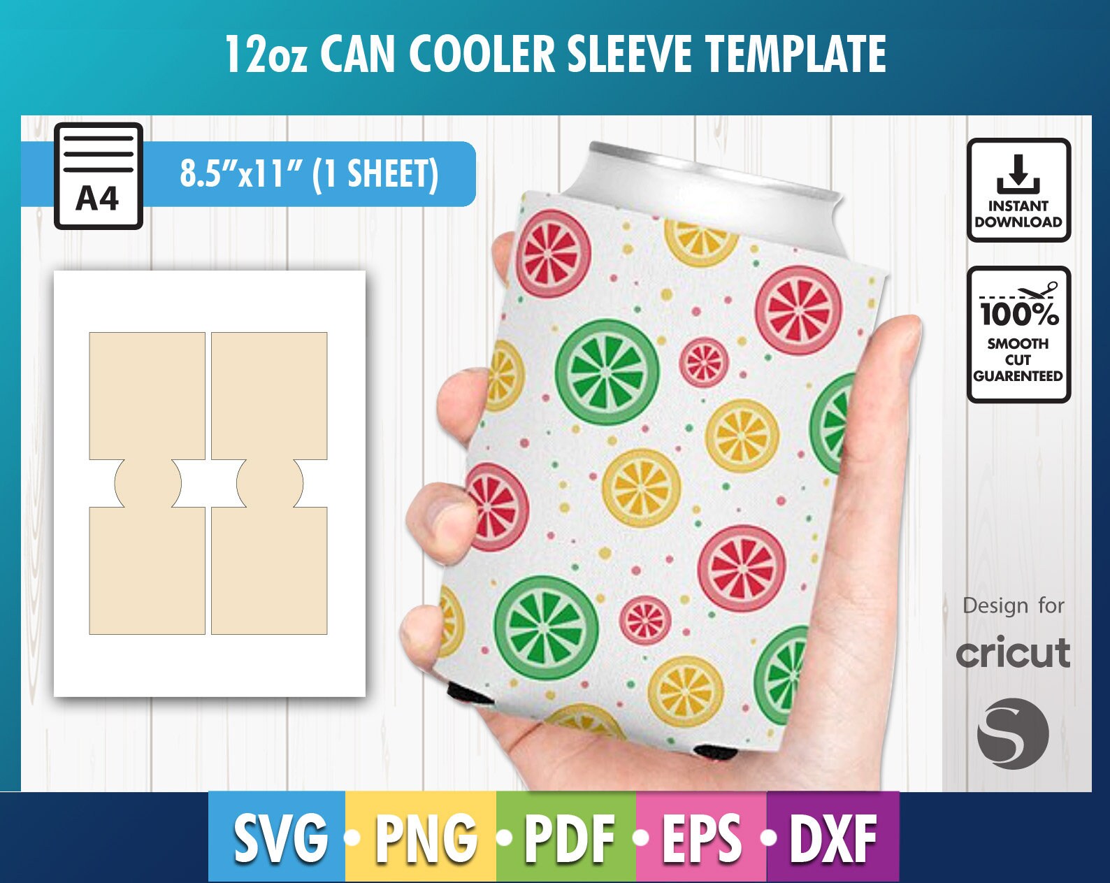 12oz Can Cooler Sleeve Template SVG Can Cooler Beer Cooler - Etsy