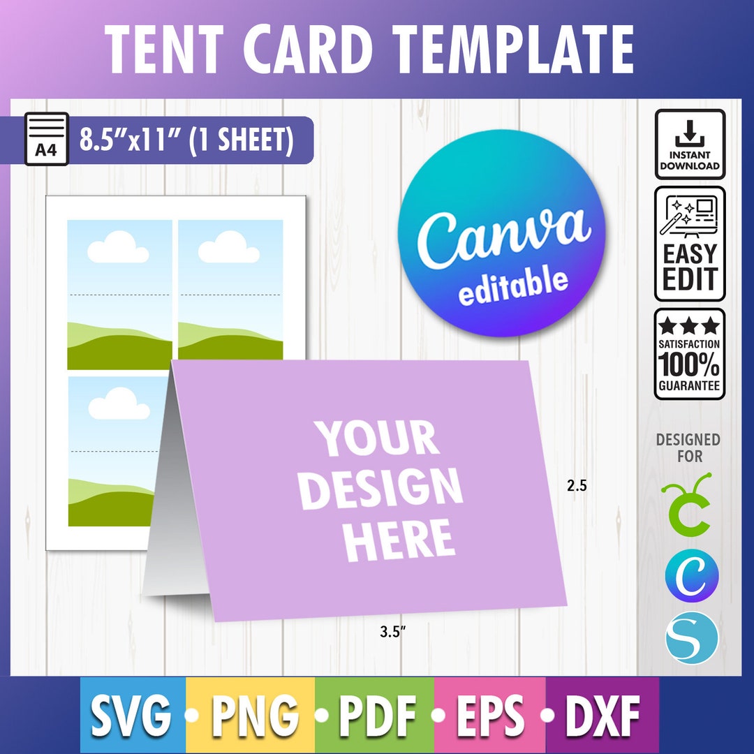 Tent Card Template, Tent Card Svg, Folded Note Card Template ...