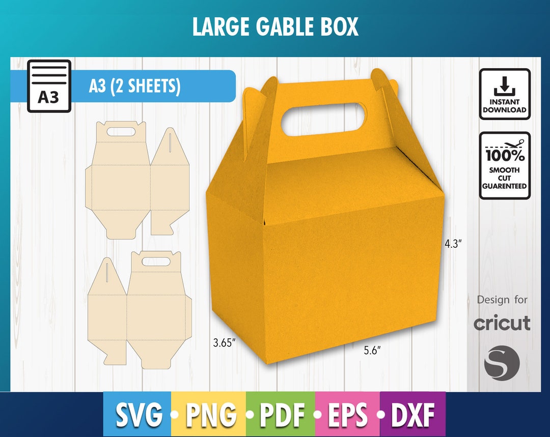 Large Gable Box Template Svg Box Cricut, Box With Handle Template ...