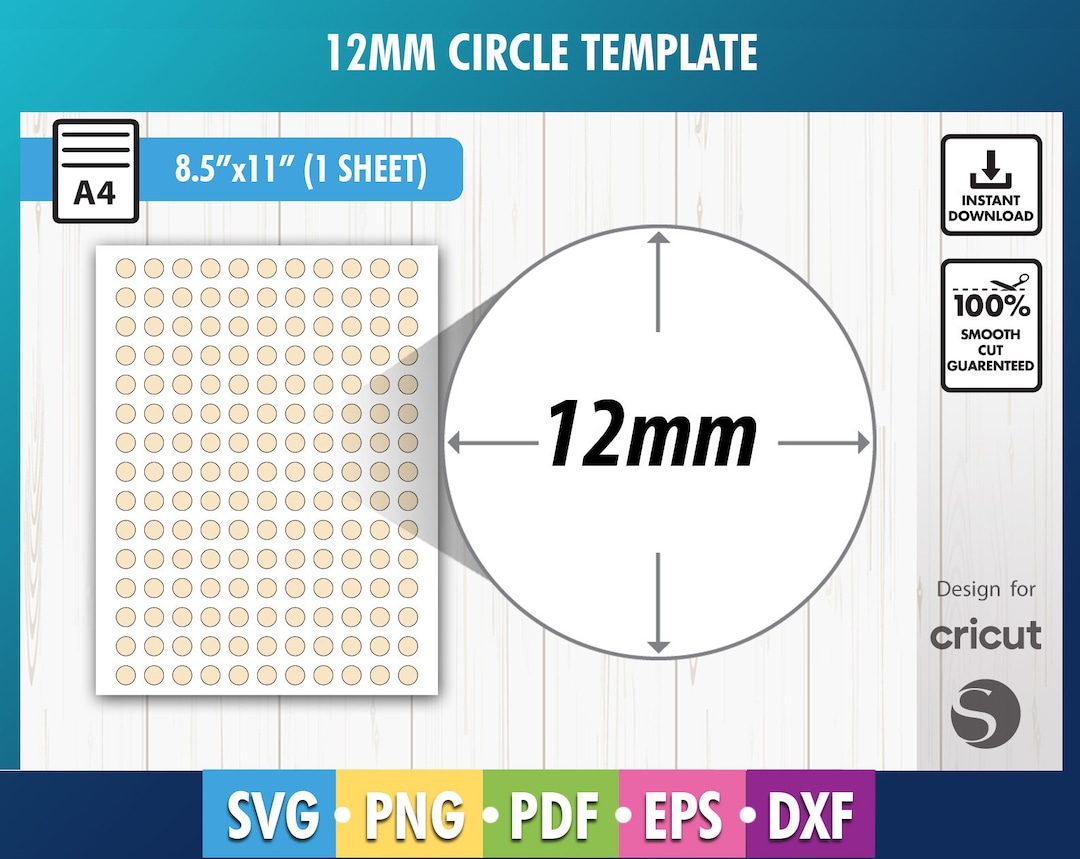 12mm Circle Template, 12mm Round Template, Blank Labels SVG, DXF, Png ...