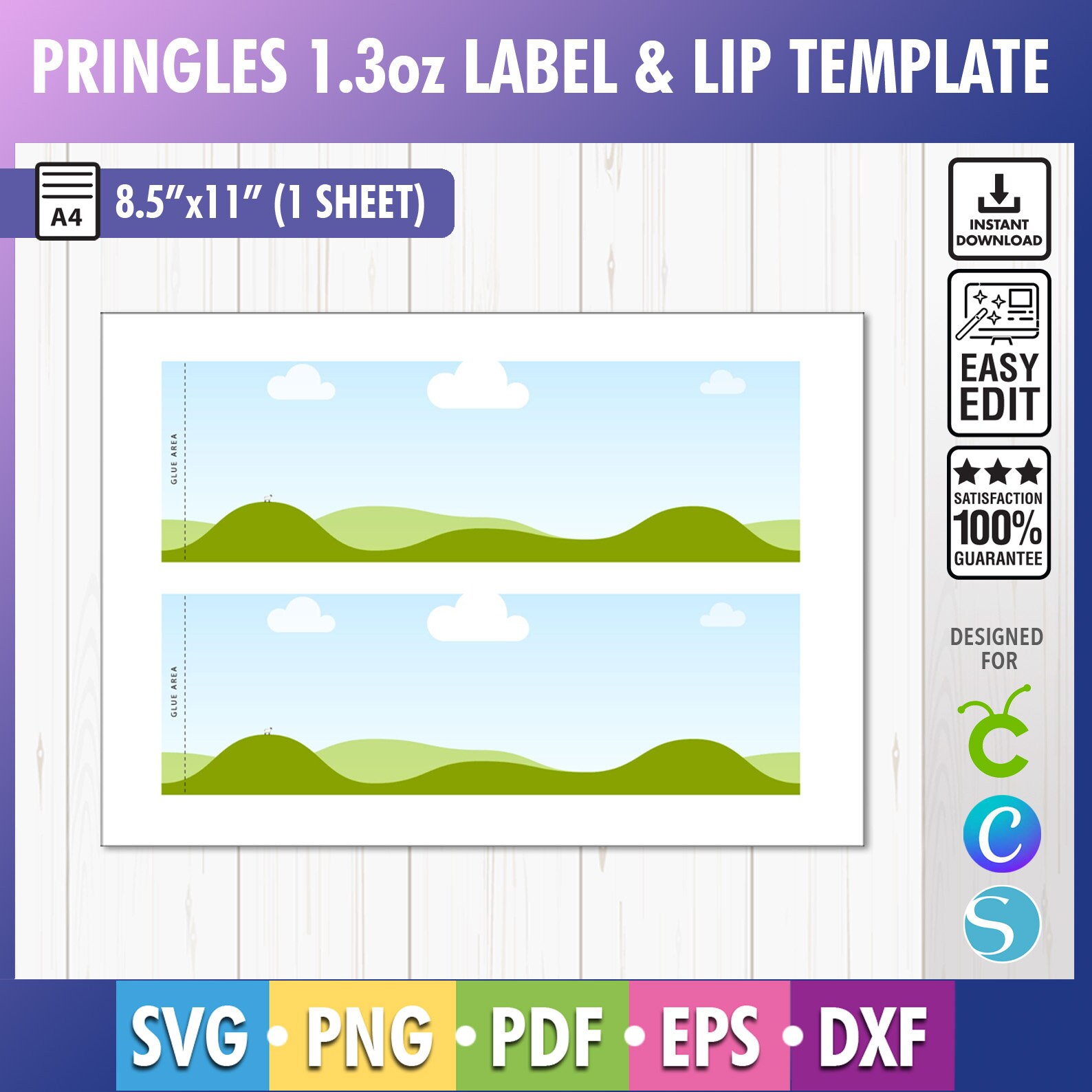 Pringles 1.3 Oz Labels Template, Pringles Template Svg, Canva Editable ...