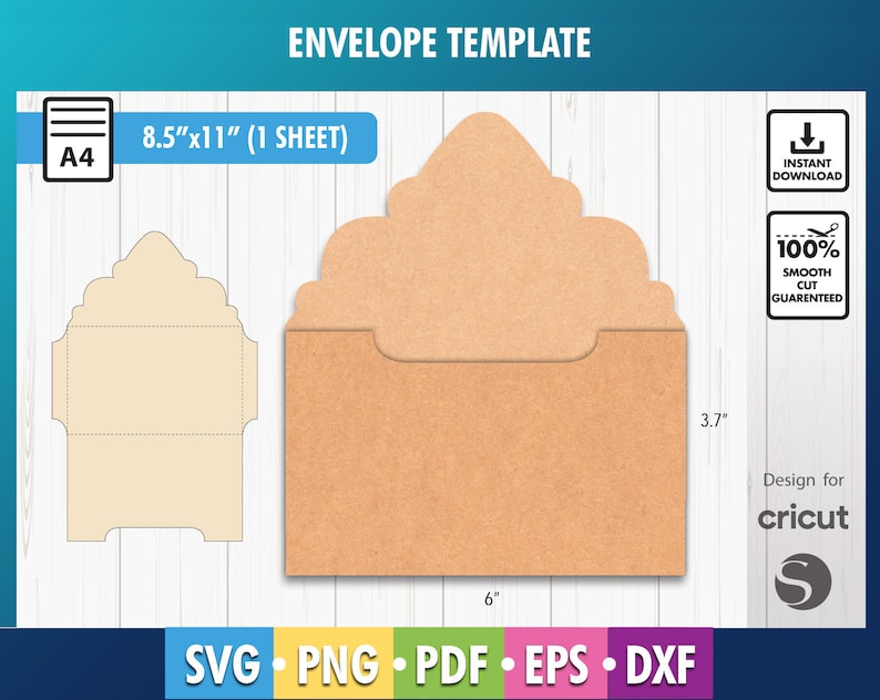 Envelope Template SVG, Png, Eps, PDF Printable, Invitation Envelope Svg ...