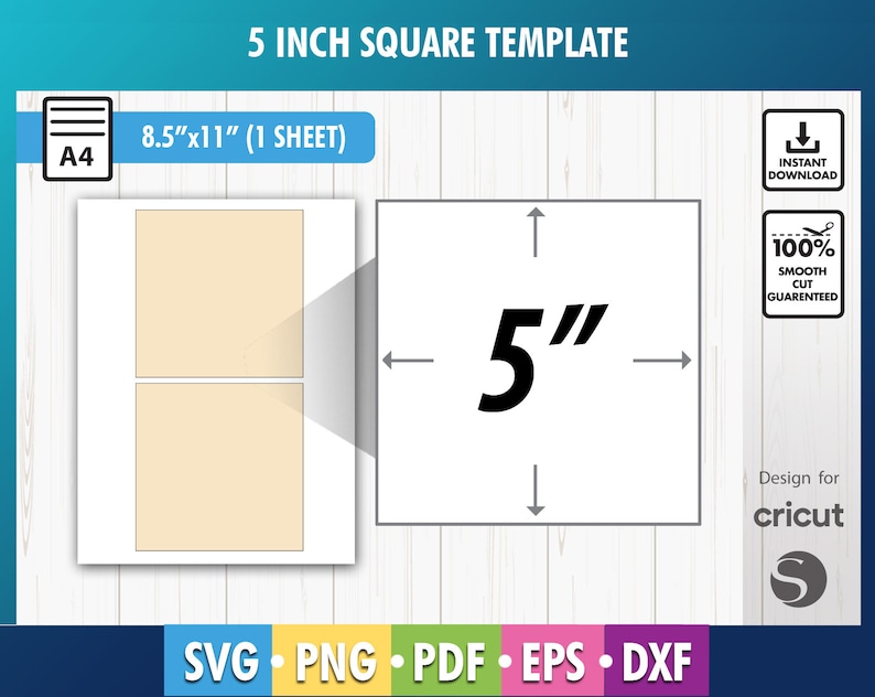 5 Inch Square Template, Square Label Template, 5" Square Template ...
