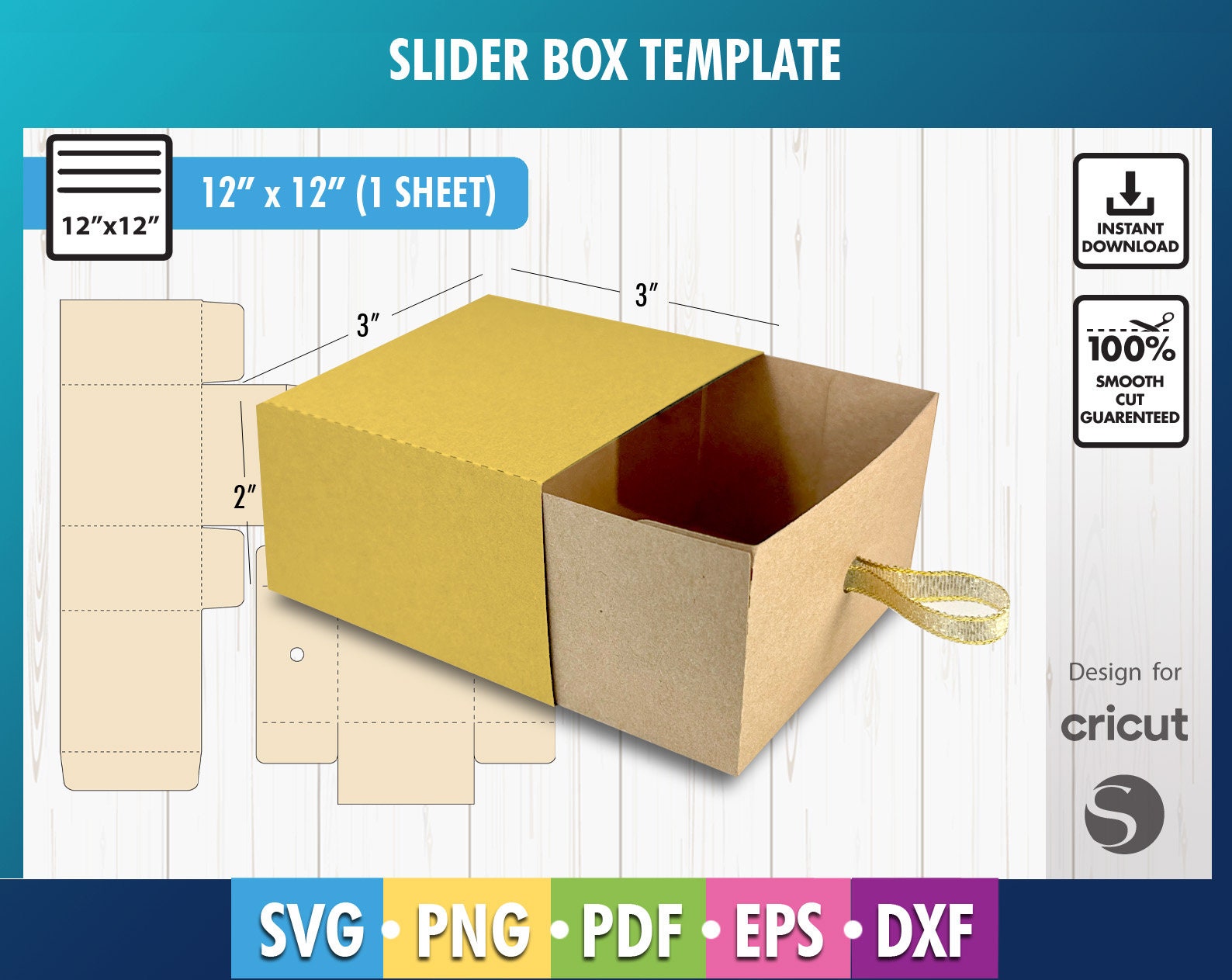 Box Template SVG, Packaging Box SVG, Drawer Box, Sliding Box, Slider ...