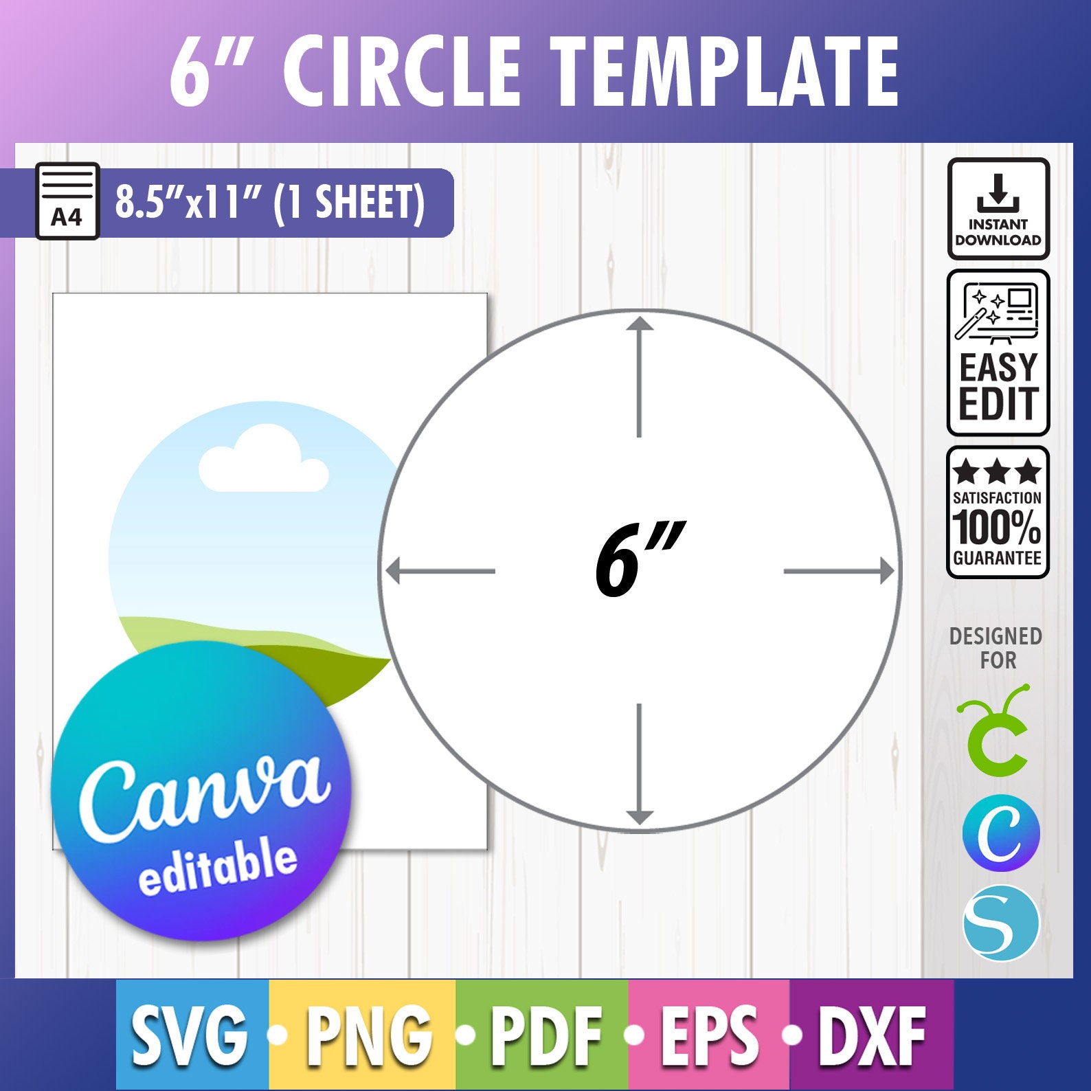 6 Inch Circle Template, 6 Blank Template, Ornament Template ...