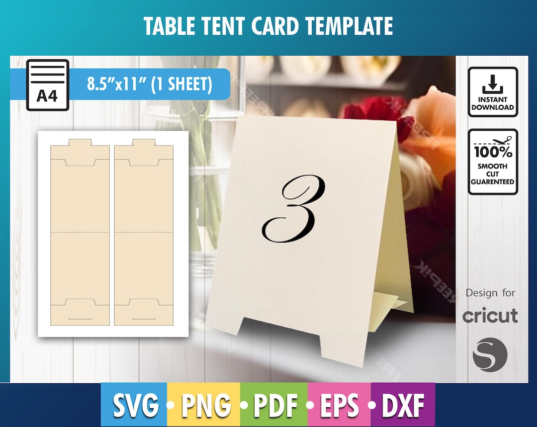 Tent Card Template, Table Tent Card Svg, Tent Card Printable, SVG, DXF ...