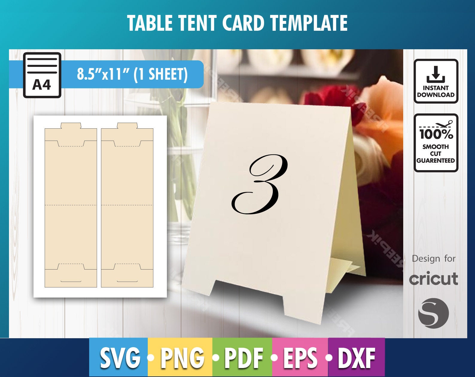 Tent Card Template, Table Tent Card Svg, Tent Card Printable, SVG, DXF ...