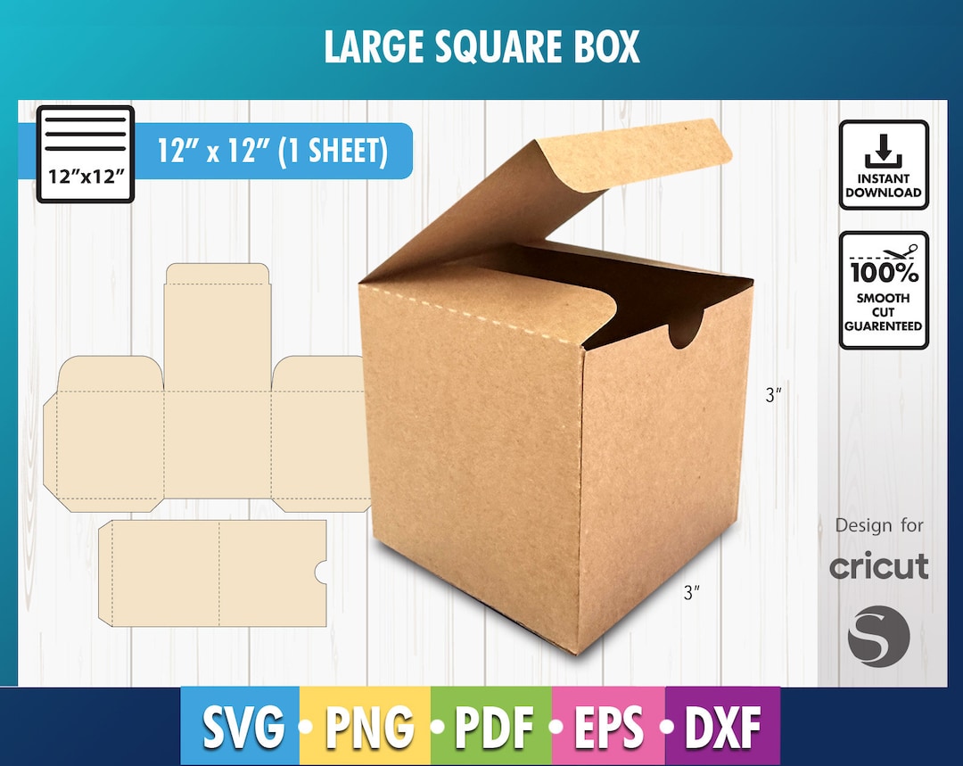 Square Box Template SVG Template Svg, Party Box Svg, DIY Box Vector Svg ...