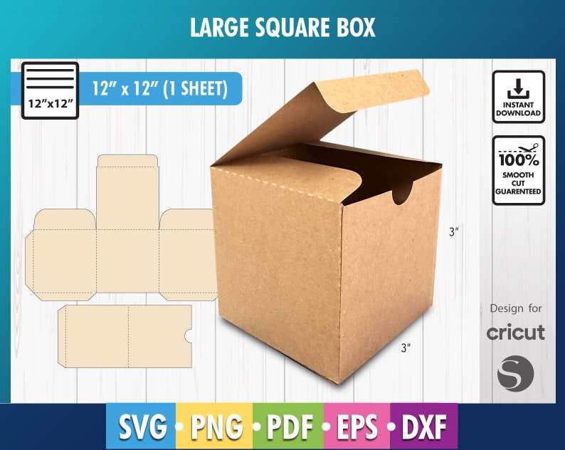 Square Box Template SVG Template Svg, Party Box Svg, DIY Box Vector Svg ...