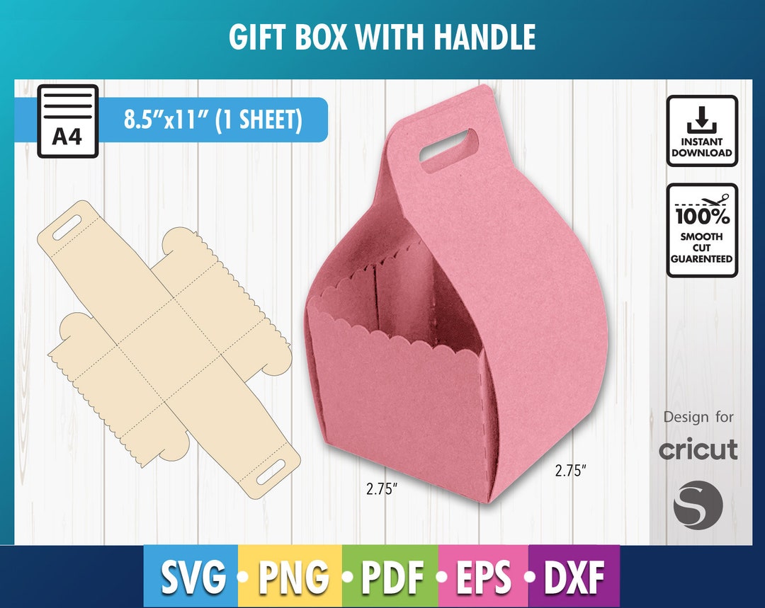 Birthday Party Gift Box With Handle Favor Box Wedding Gift Box SVG ...