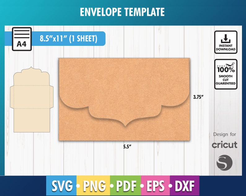 Envelope Template SVG, Png, Eps, PDF Printable, Invitation Envelope Svg ...