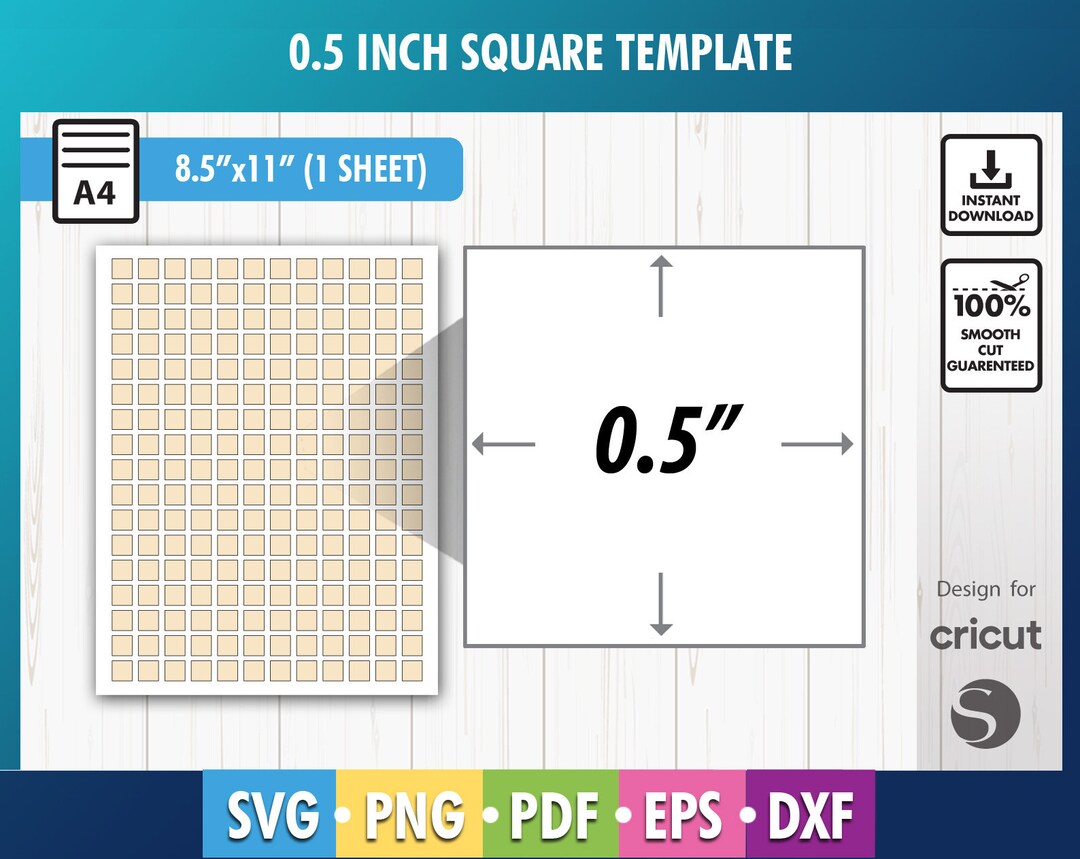 0.5 Inch Square Template, Square Label Template, 0.5" Square Template ...