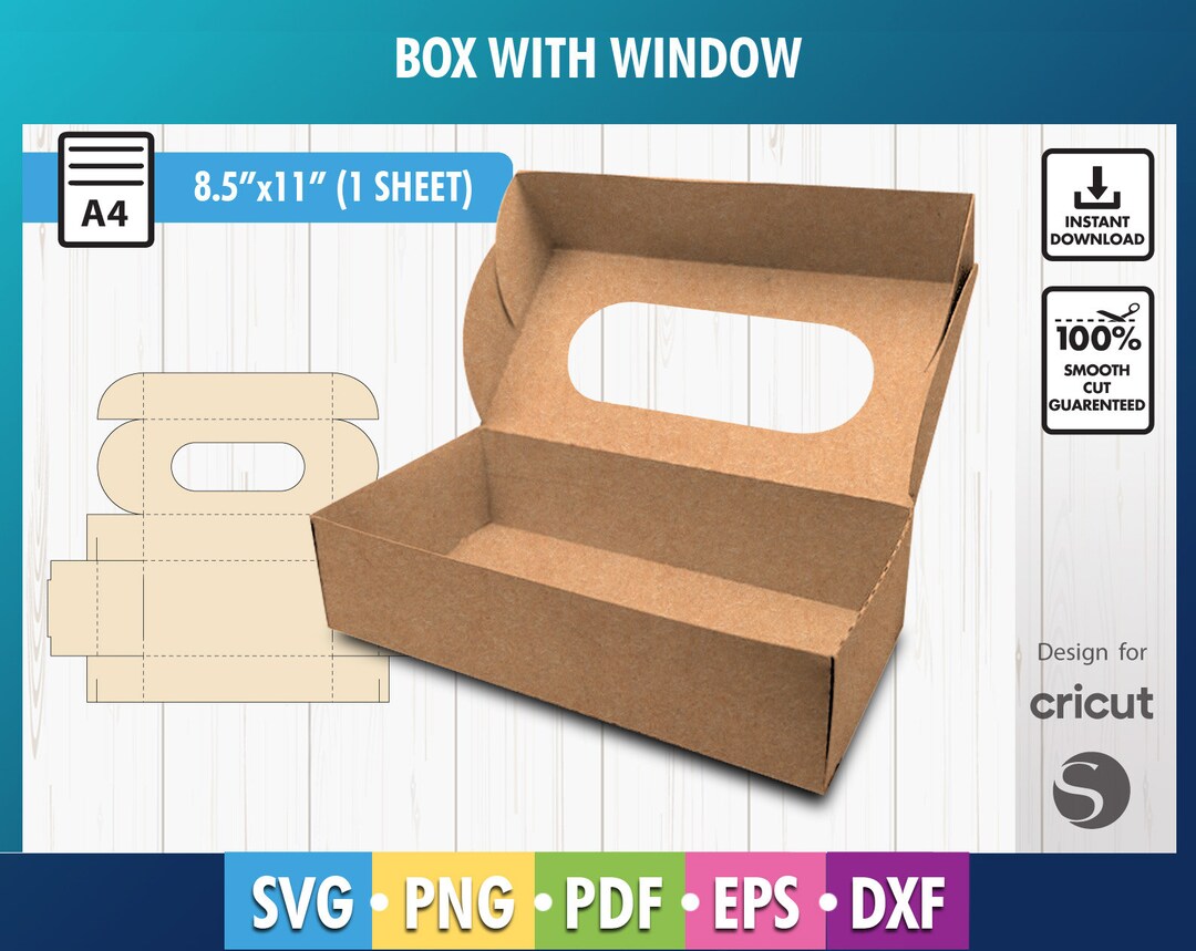 Rectangular Box SVG, Box With Window SVG, Packaging Box SVG, Box Template Svg, Png, Pdf, Instant ...