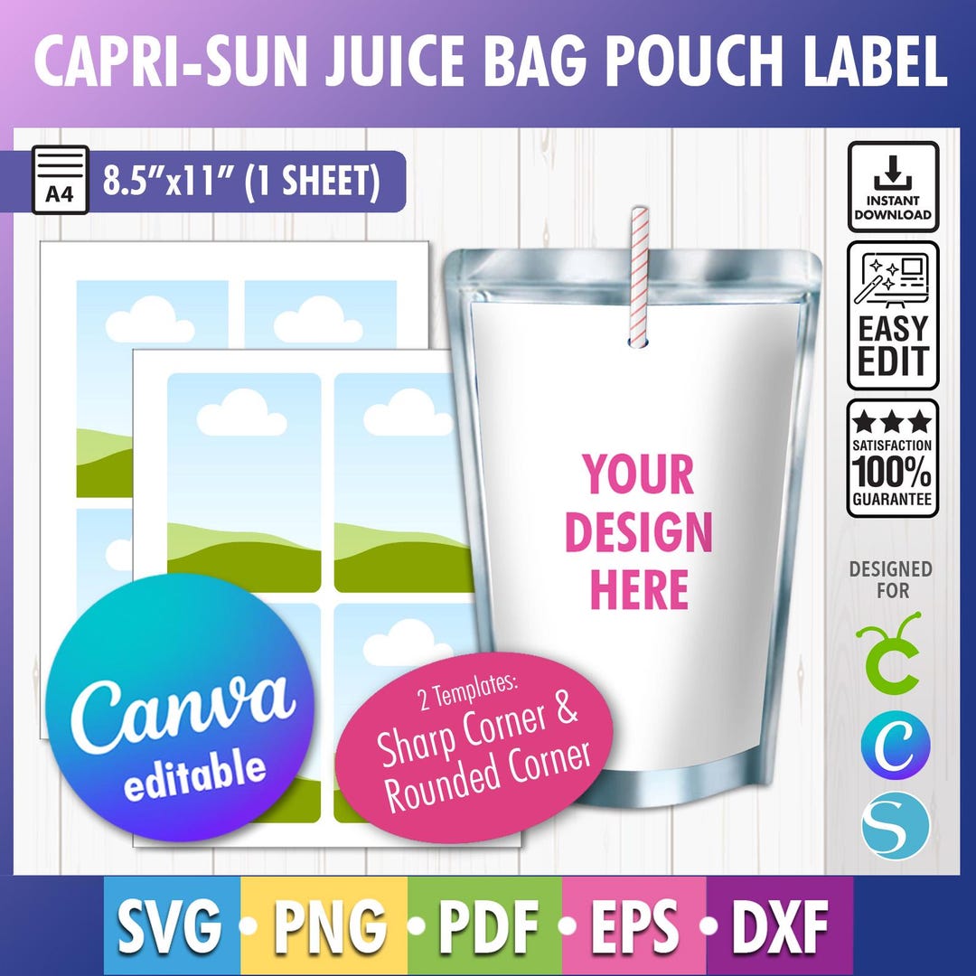 Capri Template Svg, Blank Capri Sun Template, Juice Pouch Label, Juice ...