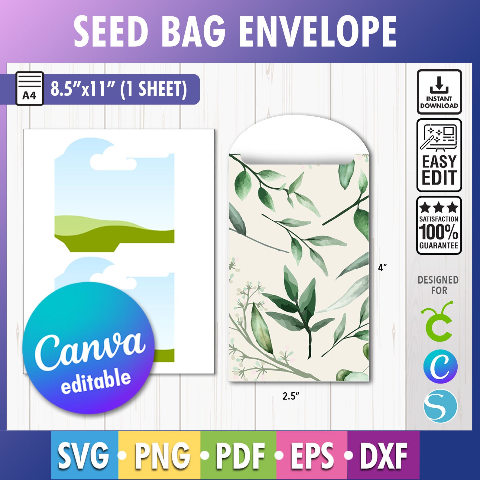 Canva Envelope Template, Envelope Svg, Seed Envelope Svg, Cricut ...