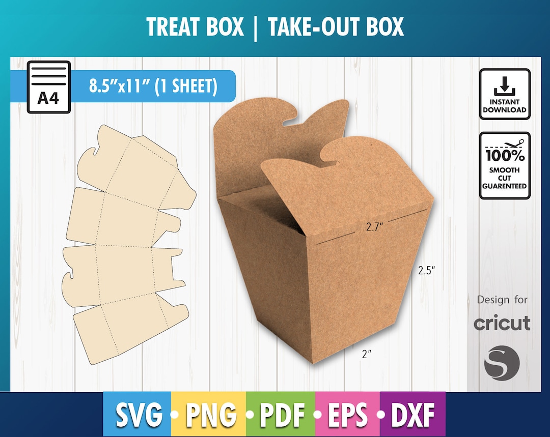 Take-out Box Cut File Template Party Favor, Treat Box Template, Cricut ...