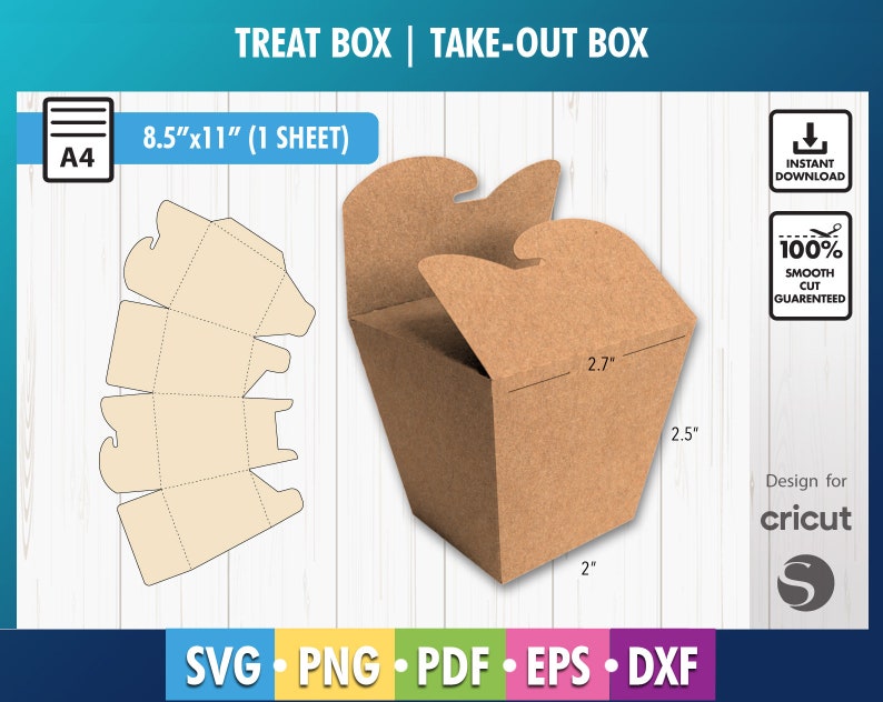 Take-out Box Cut File Template Party Favor, Treat Box Template, Cricut ...