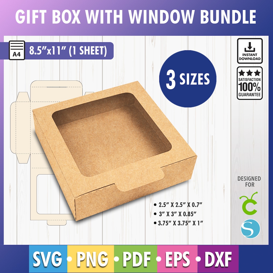 Bow Box Svg, Box Svg, Window Box Template Bundle, Gift Box Svg, Square ...