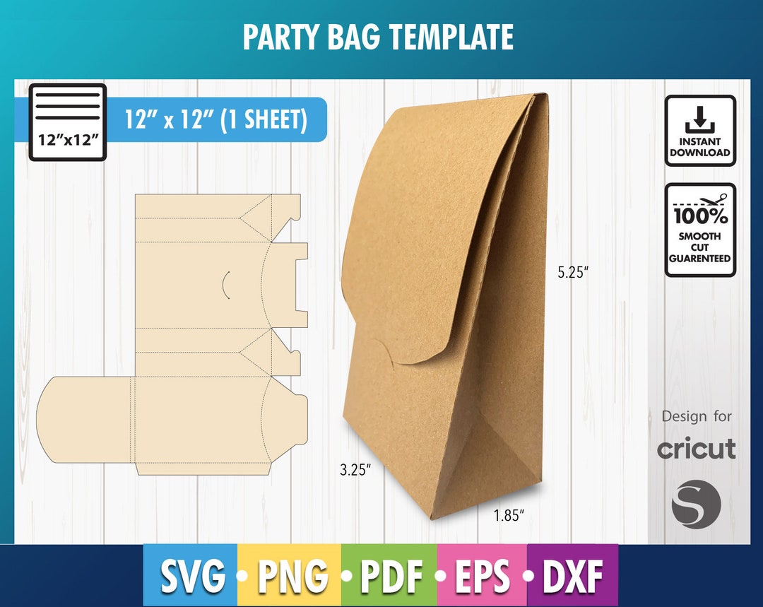 Favor Bag SVG Template Svg, Party Bag Svg, DIY Bag Vector Svg Png Pdf ...