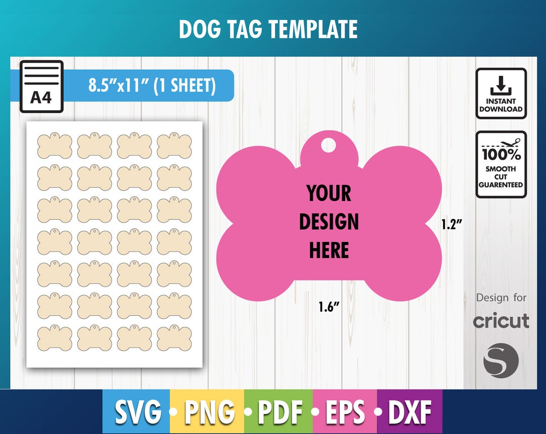 Sublimation Dog Bone Tag Svg, Dog Bone Sublimation Tag, Dog Tag ...