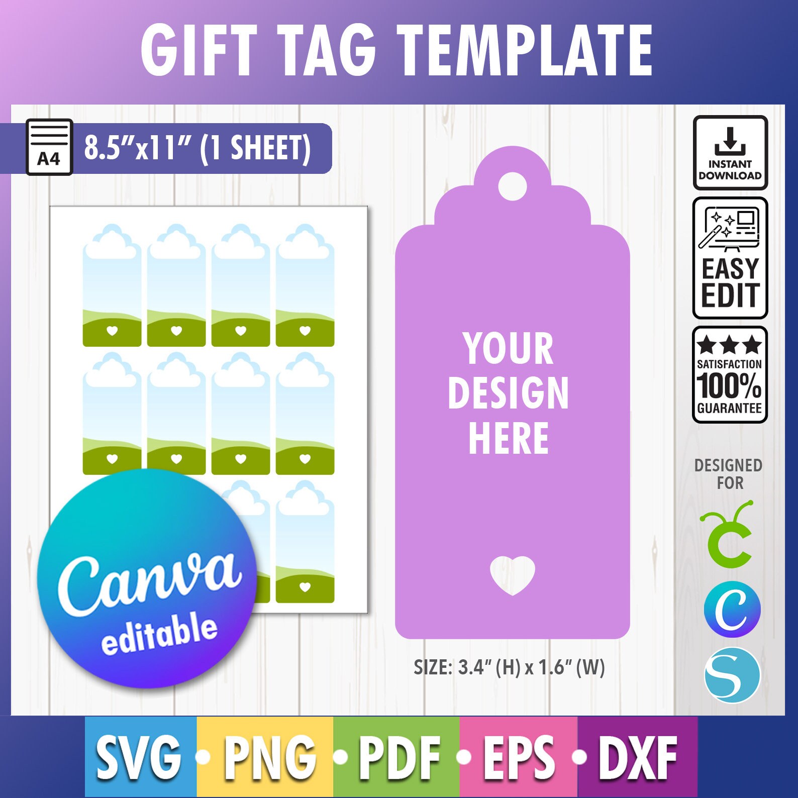 Hang Tag Template SVG, Gift Tag Template SVG, Gift Tag Template Canva ...