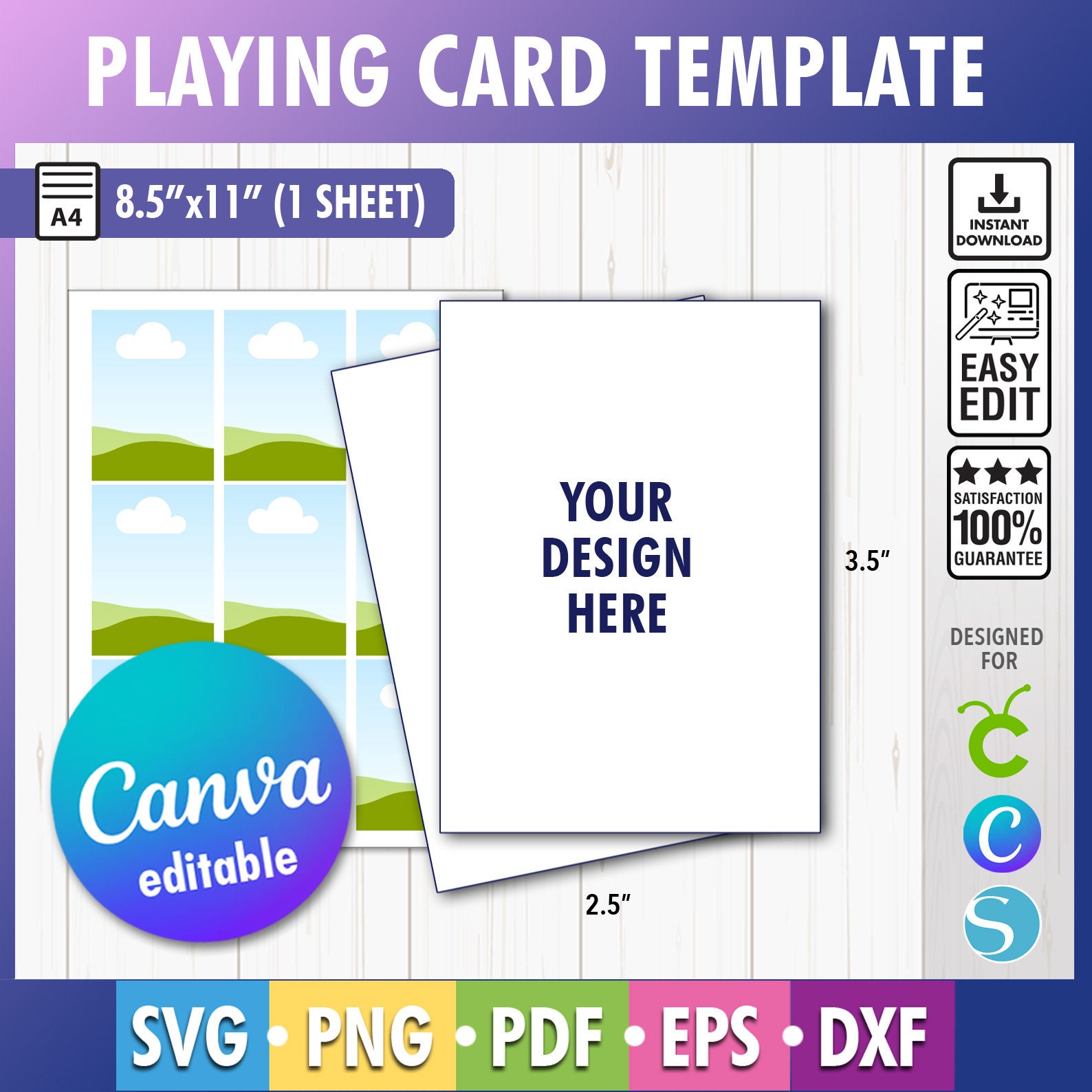 Editable Trading Card Template, Blank Playing Card Template, Poker Card ...