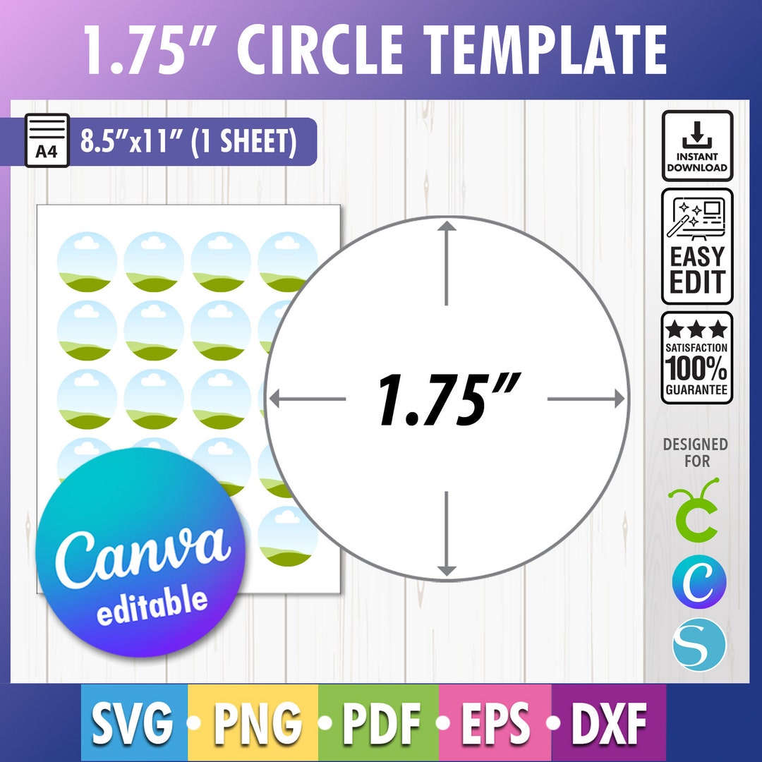 1.75" Inch Circle Template, 1.75" Blank Circle, Round Sticker Template ...