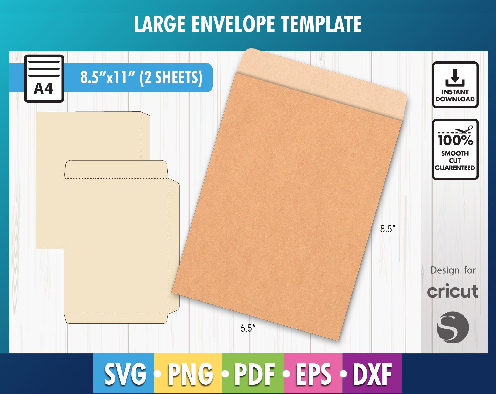 Plantilla de sobre grande SVG Png Sobre Svg A4 Sobre de - Etsy México