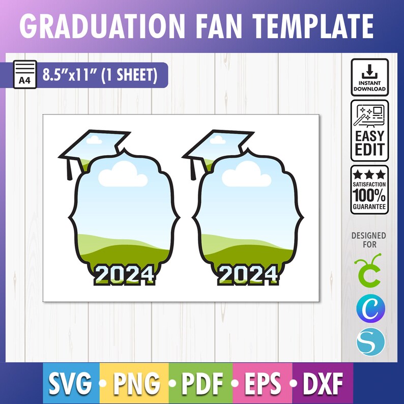 2024 Graduation Fan Template, Graduation Paddle Fan Template, Custom ...