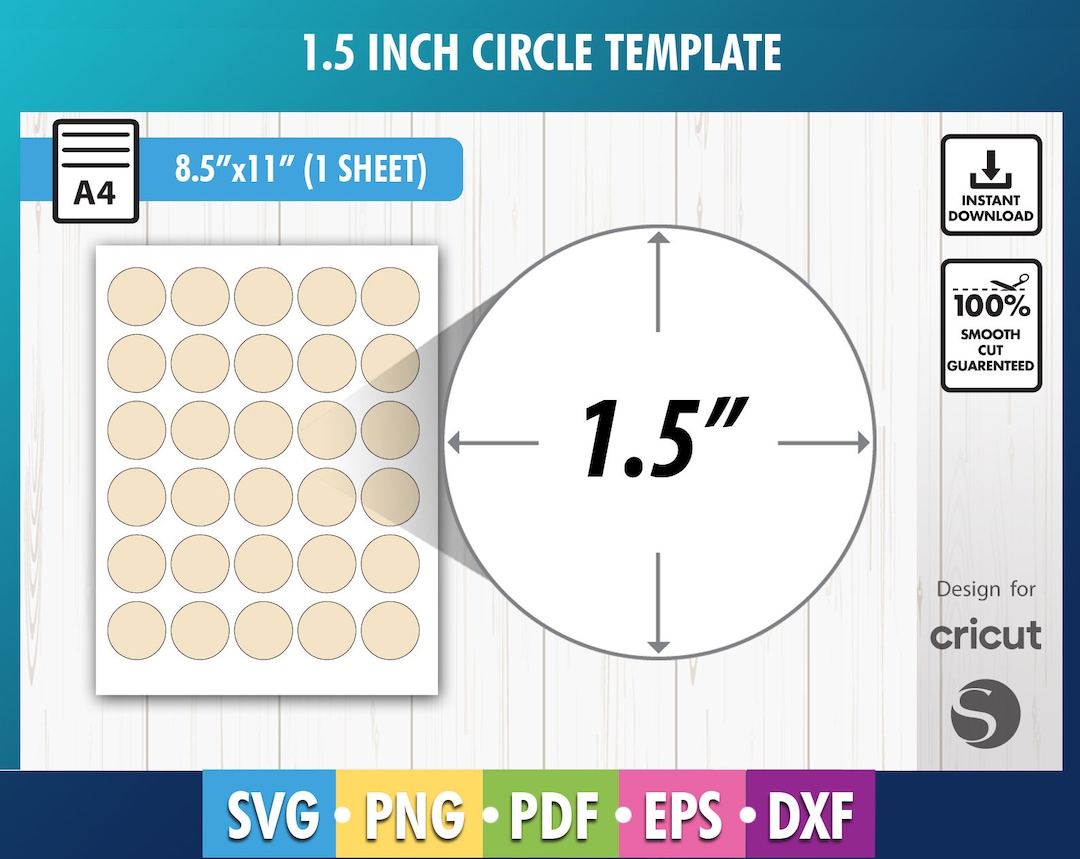 1.5 Inch Circle Template, 1.5" Blank Template, Blank Labels SVG, DXF ...