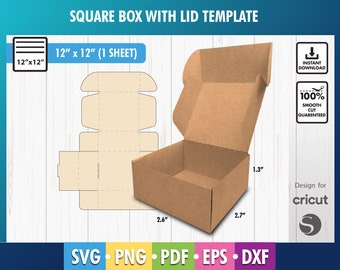 Gift Box Template, Square Box With Lid, Square Box Template, Gift Box ...