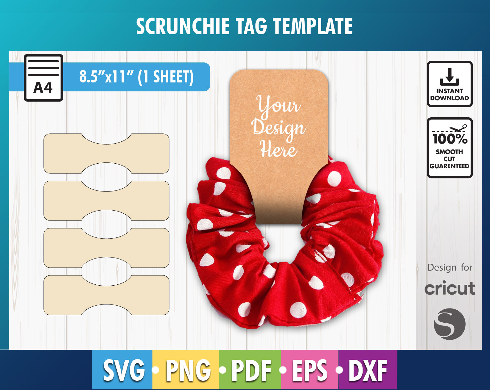 Scrunchie Tag Svg, Scrunchie Tag Template, Scrunchie Tag Custom ...