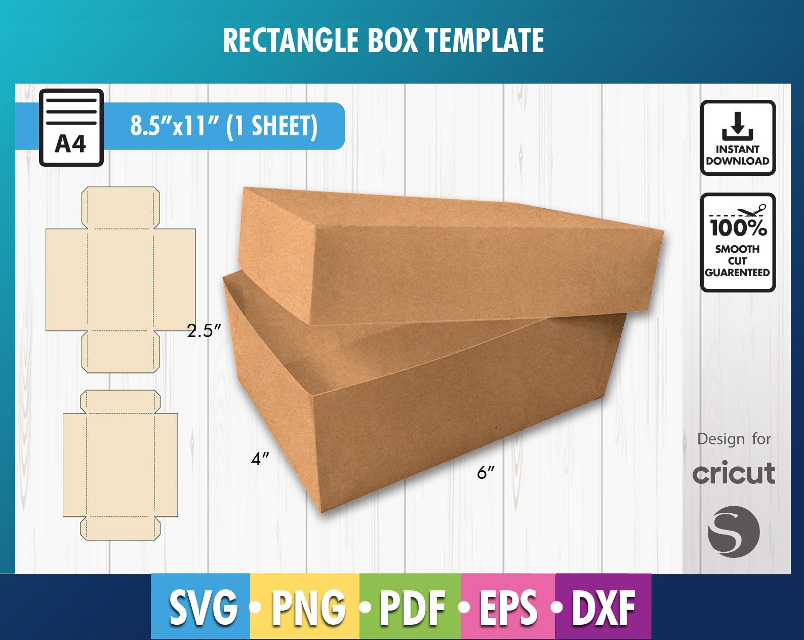 Rectangle Box Template, Shoe Box Template, Box Template Svg, Gift Box ...