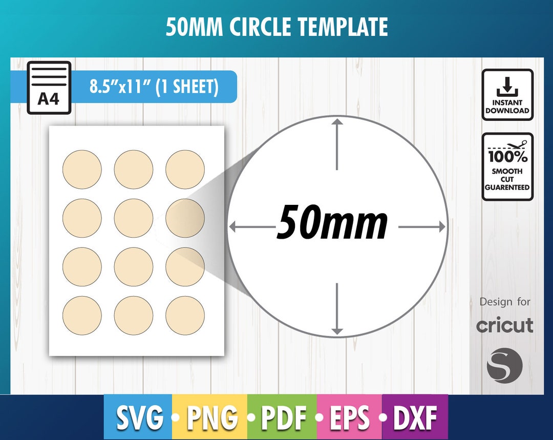 50mm Circle Template, 50mm Round Template, 5cm Round Labels SVG, DXF ...