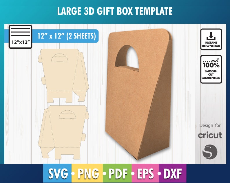 Large Gift Box Template Svg Box Cricut Silhouette Cut File - Etsy