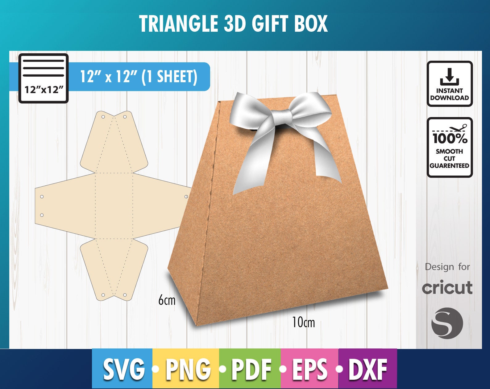 Plantilla de caja triangular, caja SVG para Cricut, caja de regalo 3D ...