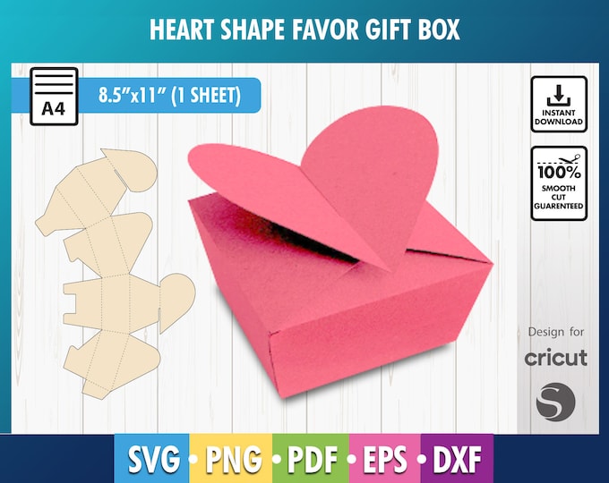 Mini Paper Heart Box Template - PDF Printable - DIY - Valentines Day ...