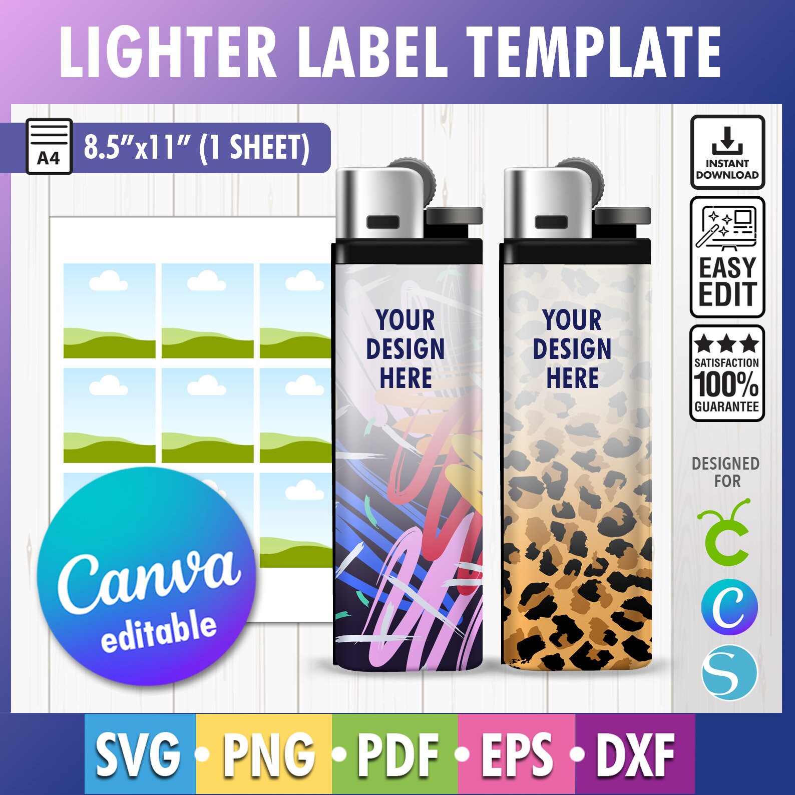 Lighter Wrapper Template, Lighter Label Template Svg, Lighter Label ...