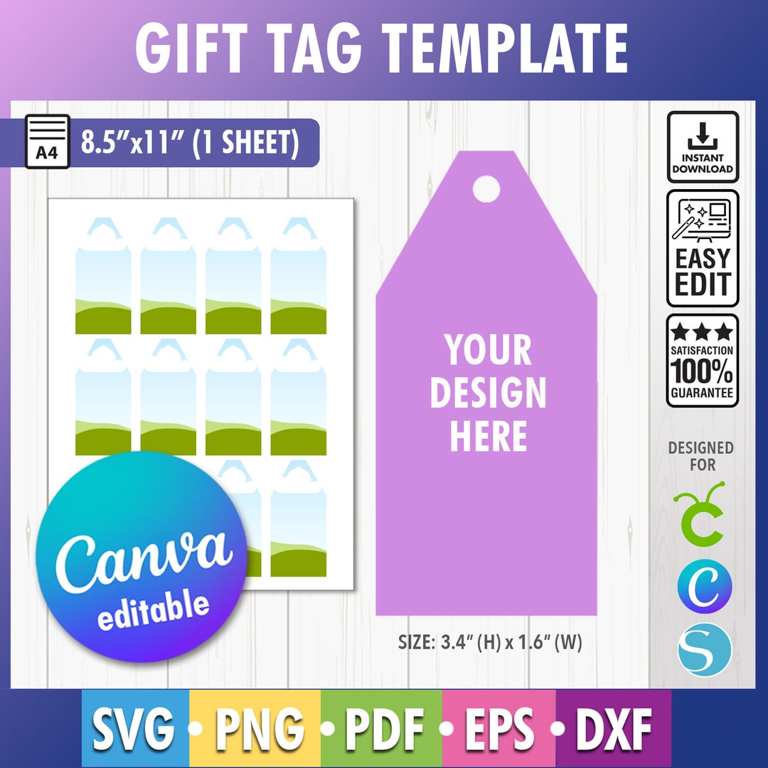 Hang Tag Template SVG, Gift Tag Template SVG, Gift Tag Template Canva ...