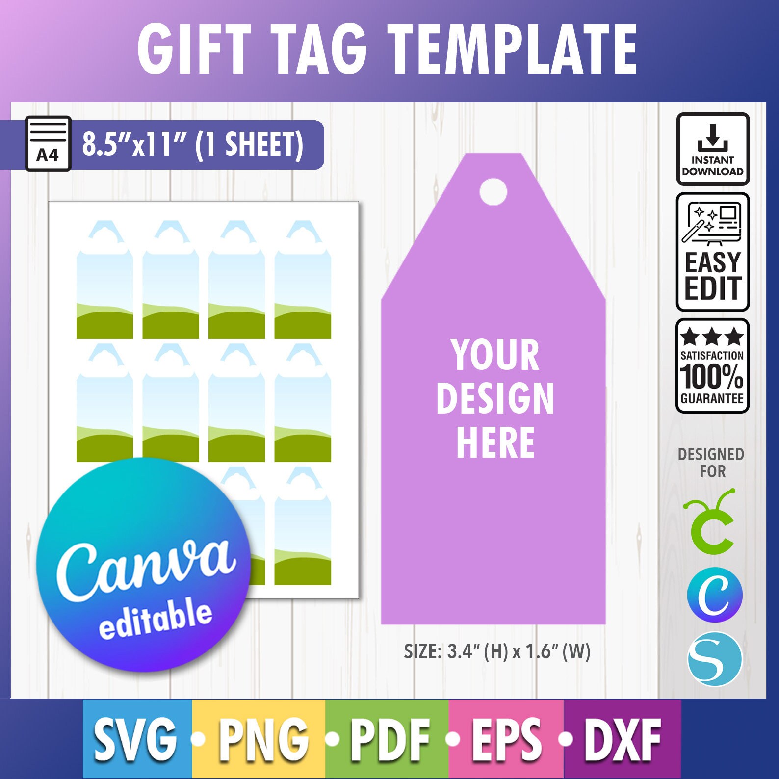 Hang Tag Template SVG, Gift Tag Template SVG, Gift Tag Template Canva ...