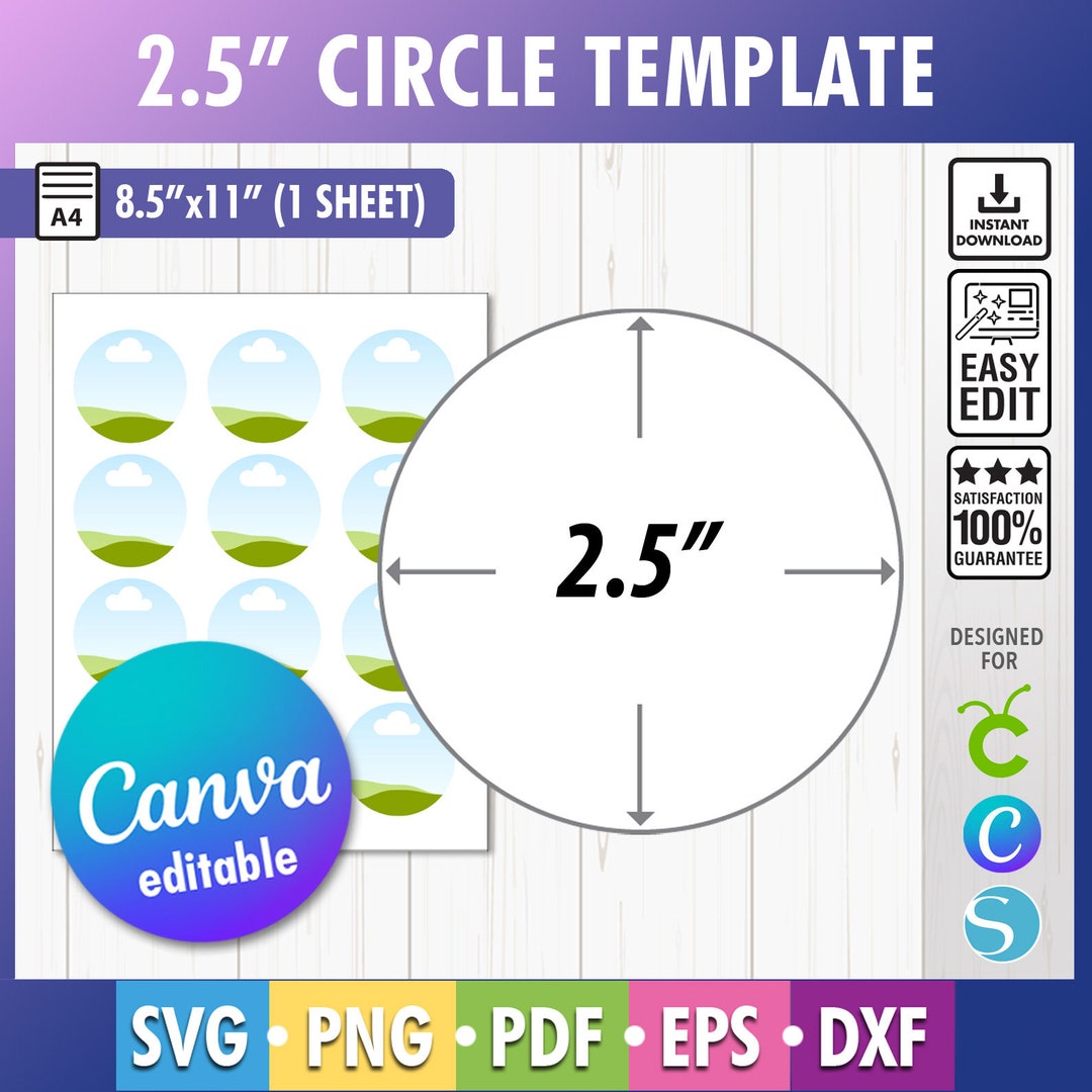 2.5" Inch Circle Template, 2.5" Blank Template, Round Label Template ...