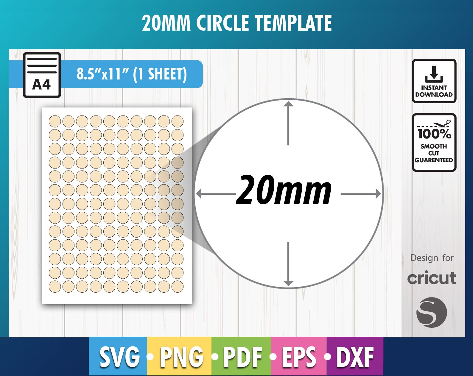 20mm Circle Template, 20mm Round Template, Blank Labels SVG, DXF, Png ...