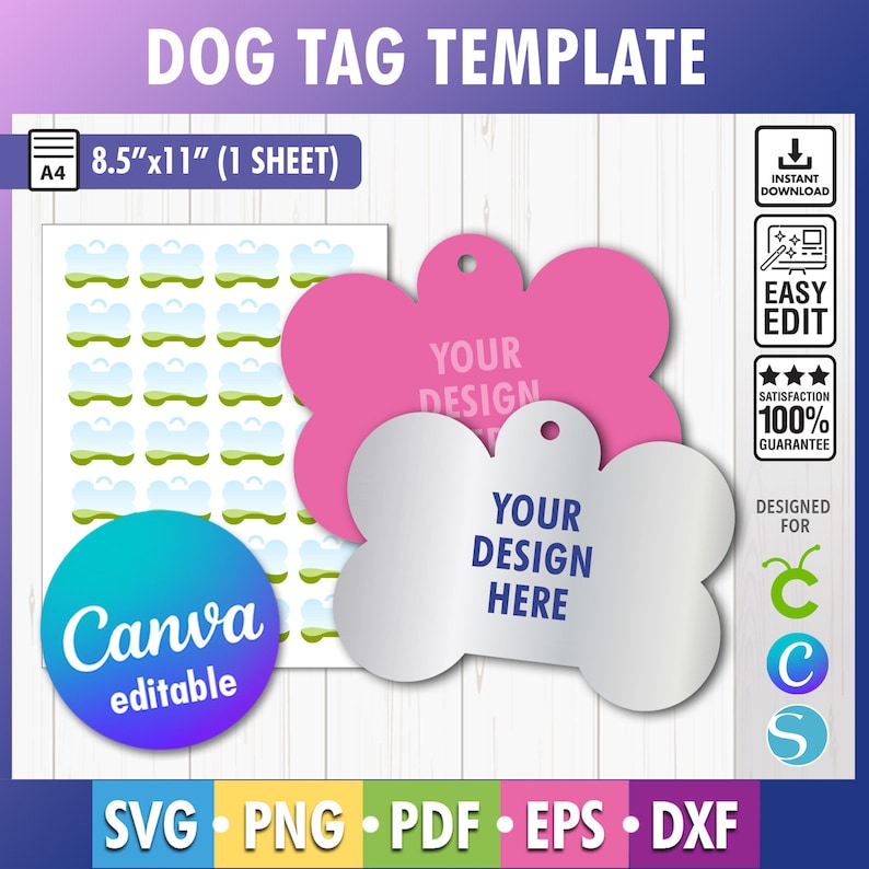 Dog Bone Tag Template, Dog Tag Svg Dog Tag Sublimation Template ...