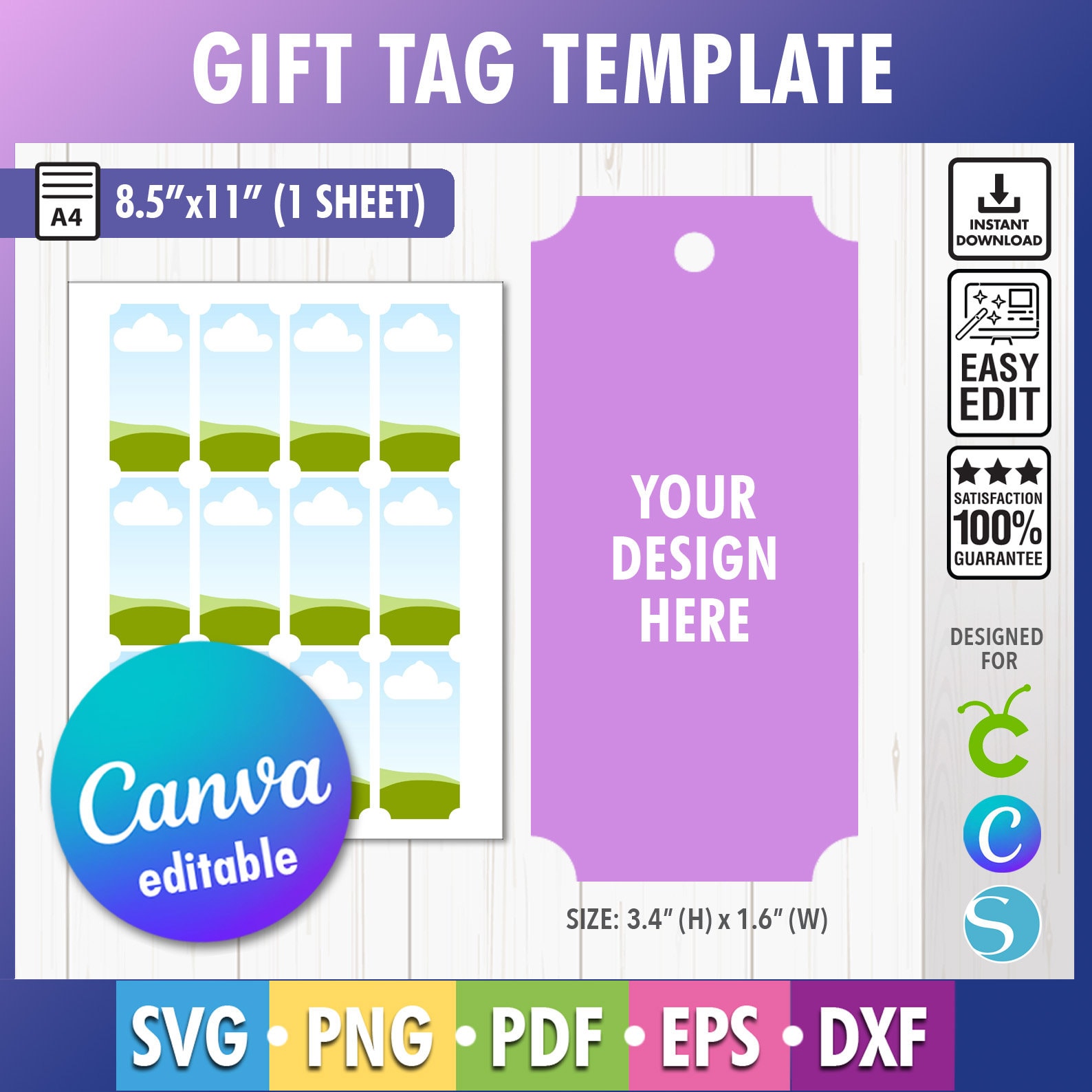Hang Tag Template SVG, Gift Tag Template SVG, Gift Tag Template Canva ...