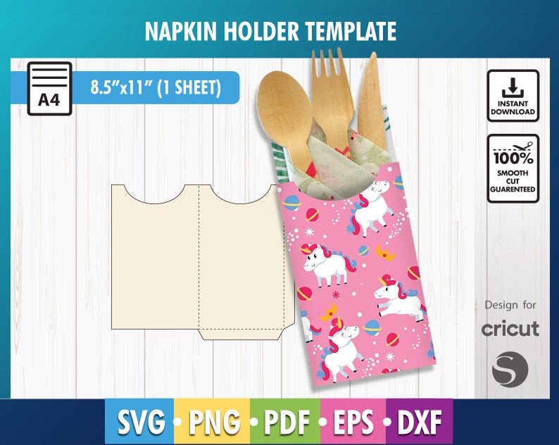 Cutlery Paper Holder Template, Cutlery Pouch Template, Party Favor ...