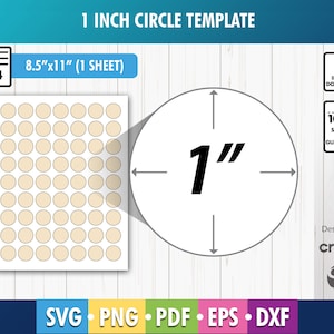 1 Inch Circle Template, 1" Circle Template, Blank Labels SVG, DXF, Png ...