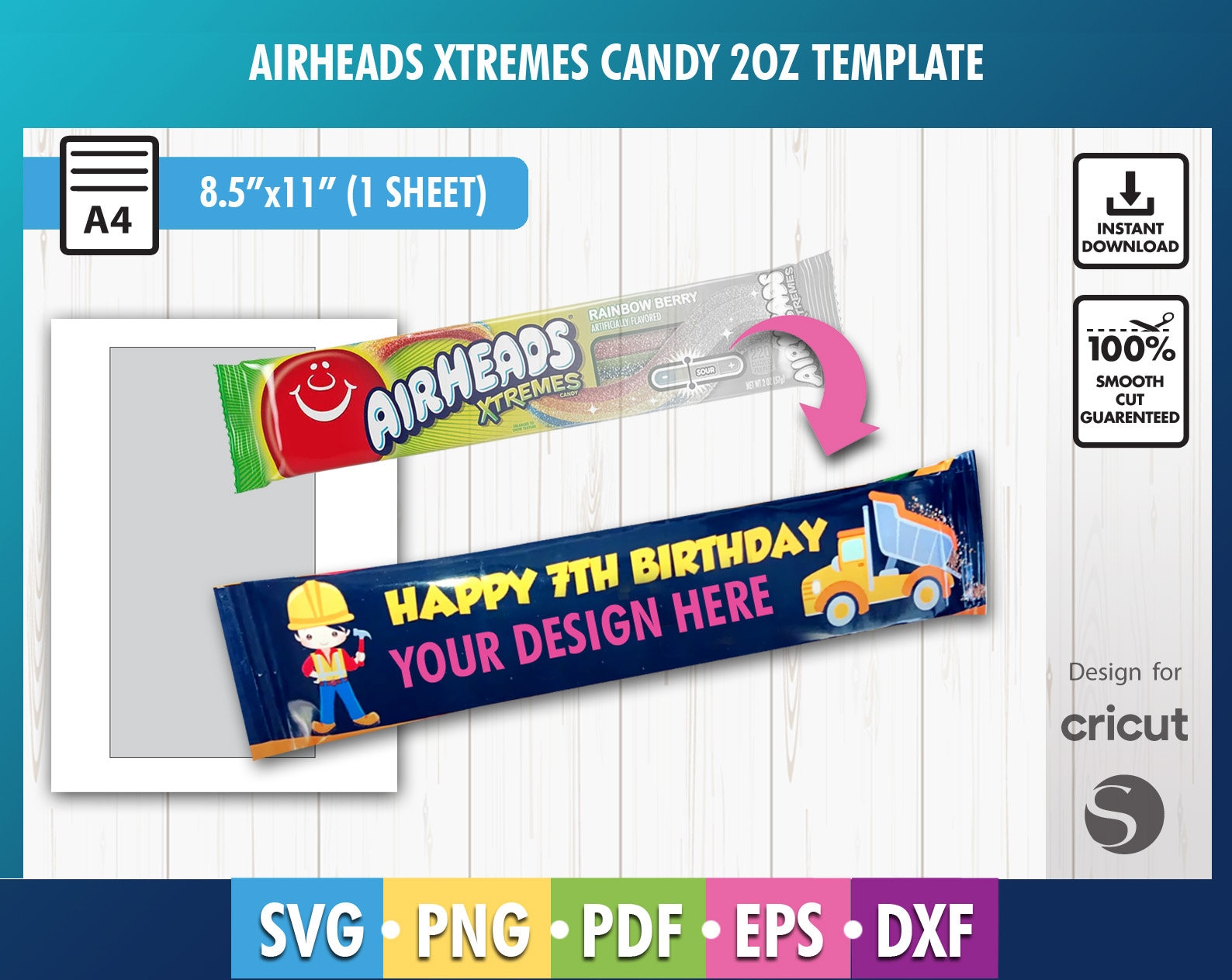 2oz Candy Wrapper Template, Candy Label Template, DIY Template, Custom ...