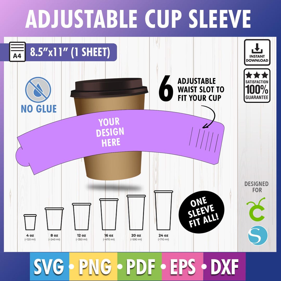 Paper Cup Wrapper Template, Coffee Cup Sleeve Template, Paper Coffee ...
