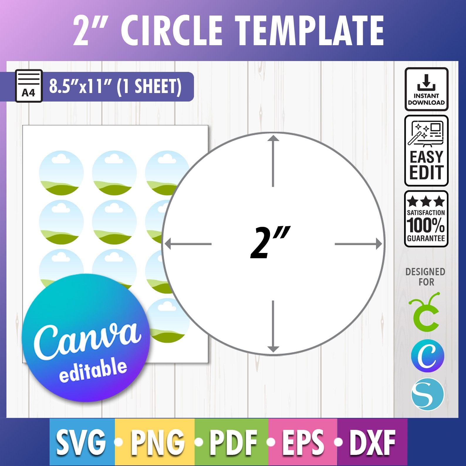 2 Inch Circle Template, Circle SVG, 2" Circle Label Template, Sticker ...