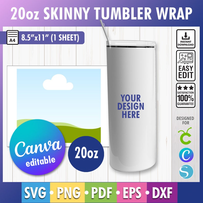 Tumbler Template Svg, 20 Oz Skinny Tumbler, 20 Oz Skinny Tumbler Wrap ...